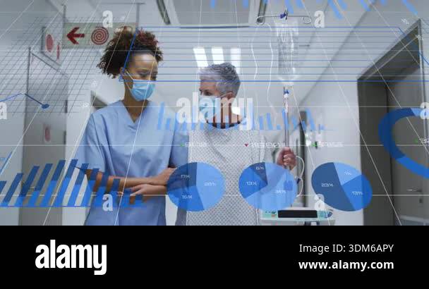 Patient walking for recovery in hospital upon nurse support with ...