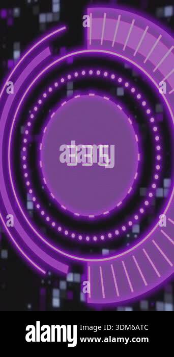 Digital countdown animation with purple circular progress bars on ...