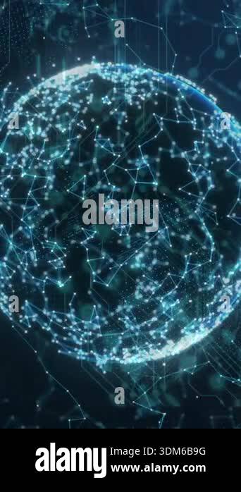 Digital globe with interconnected nodes and lines, global network ...