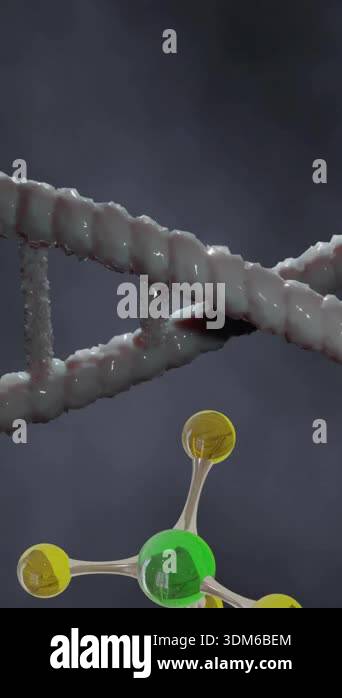 Animation of floating molecules over dna strand. Science, shapes and ...