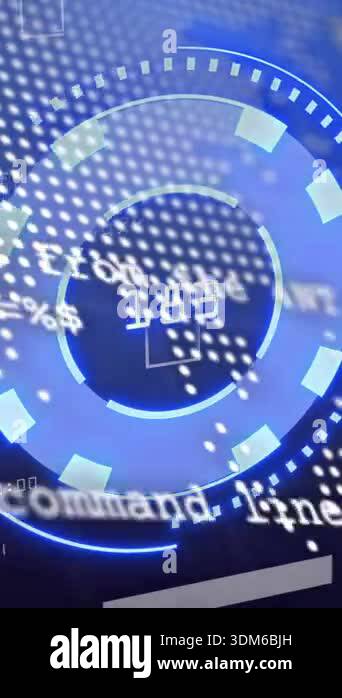 Futuristic data processing animation with circular interface over ...