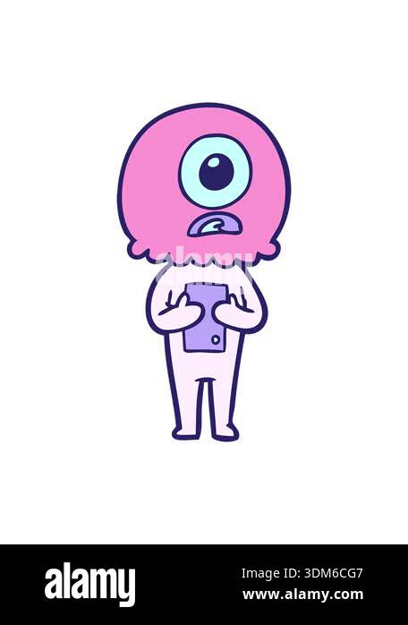 shaking motion animation of cartoon cyclops alien spaceman design Stock ...