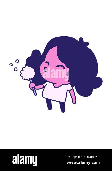 jiggle and pause animation of freehand drawn doodle of cute kawaii girl ...