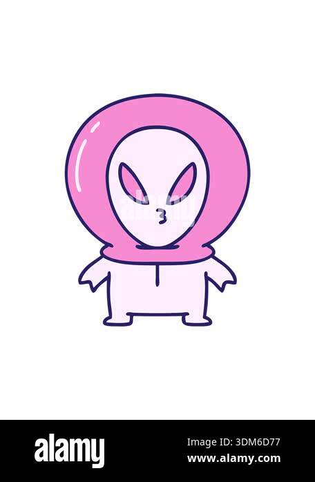 attention grabbing animation of small alien looking thoughtful Stock ...