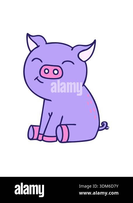 vibrating motion animation of hand drawn quirky cartoon pig Stock Video ...