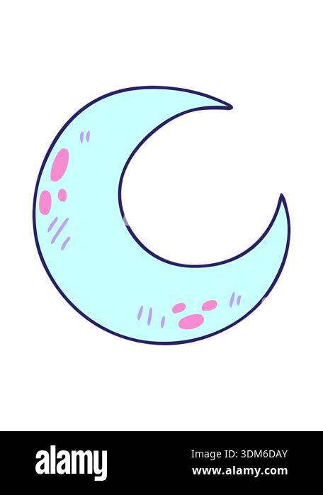 shine light effect animation of quirky cartoon crescent moon Stock ...