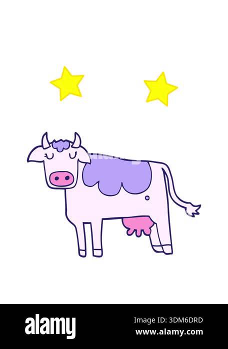 spinning stars animation of cartoon cow design Stock Video Footage - Alamy