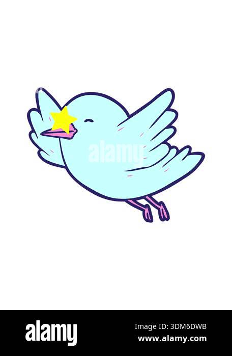 twinkling stars effect animation of cartoon bird flying Stock Video ...