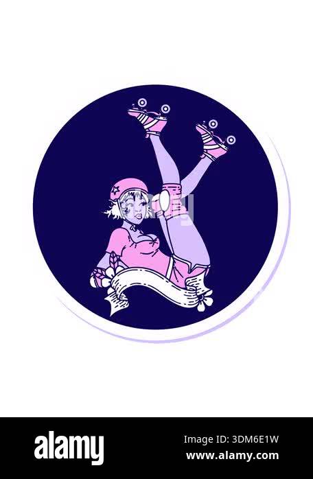 neon light effect animation of sticker of tattoo in traditional style ...