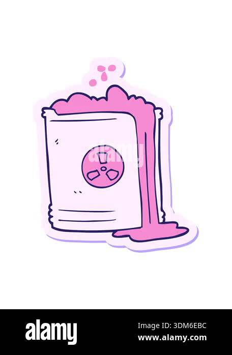 pixelize effect animation of sticker of a cartoon radioactive waste ...