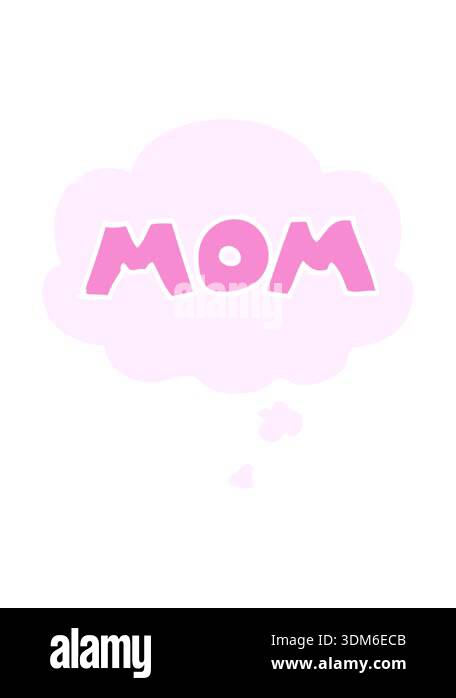 pressure popping animation of cartoon word mom with thought bubble in ...