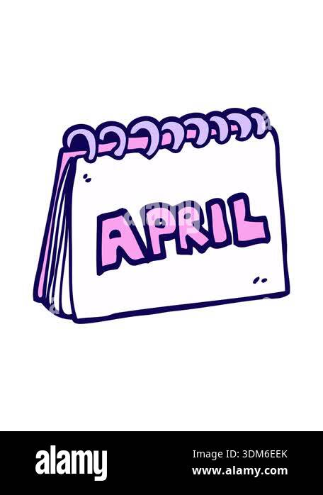 neon light effect animation of cartoon doodle calendar showing month of ...