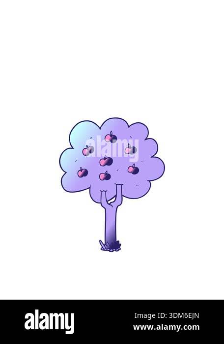 jumping motion animation of cartoon apple tree drawing Stock Video ...