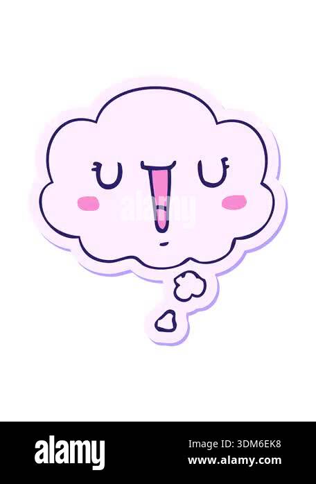 shivering motion animation of a happy cartoon face with thought bubble ...
