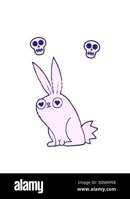 spinning skulls animation of cartoon bunny rabbit in love Stock Video ...