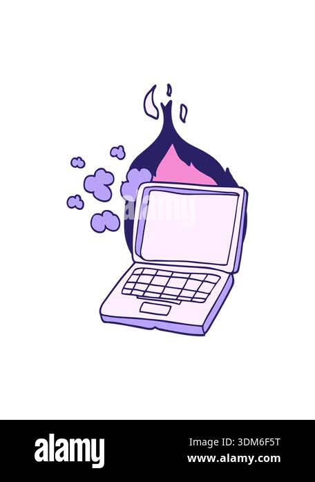jiggle and pause animation of cartoon broken laptop computer Stock ...