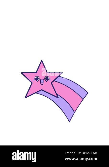 jumping motion animation of a cute cartoon of a shooting rainbow star ...