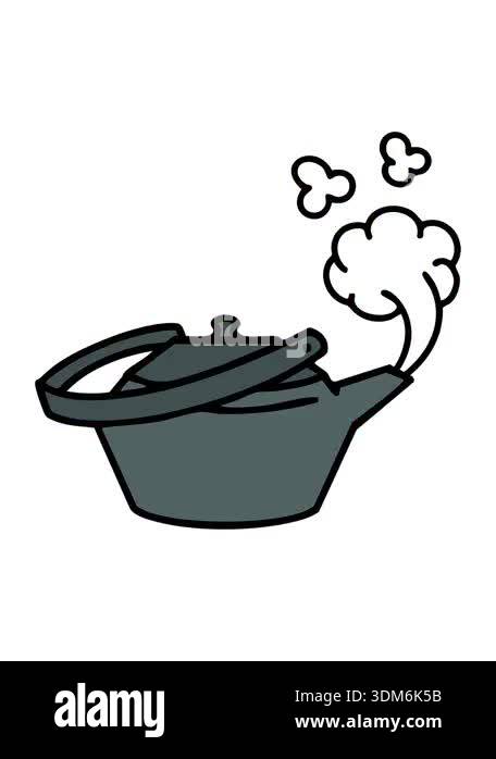 pixelize effect animation of a traditional japanese tea pot steaming ...