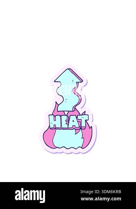 stretching up animation of sticker of a cartoon heat rising Stock Video ...