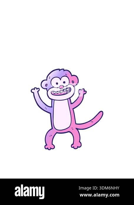 jumping motion animation of vector gradient illustration cartoon monkey ...