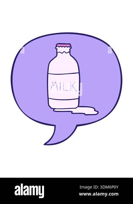 shine light effect animation of cartoon pint of fresh milk with speech ...