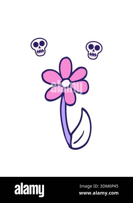 spinning skulls animation of cartoon doodle spring flower Stock Video ...