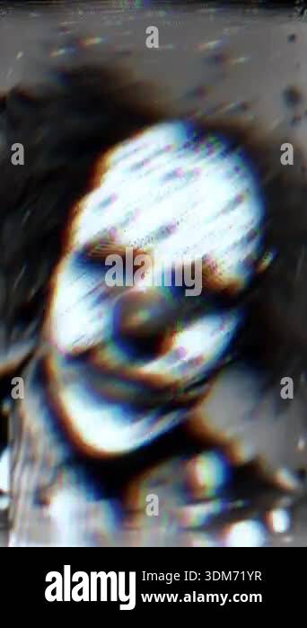 Glitch Art Portrait Of A Neon Blue Clown Mask With Distorted Facial ...