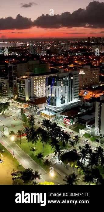 Sunset sky at town of Maceio Alagoas Brazil. Landmark beach at ...