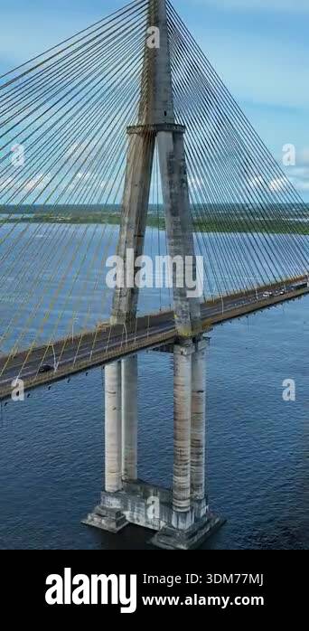 Manaus Brazil. Landmark suspension cable bridge downtown Manaus Brazil ...