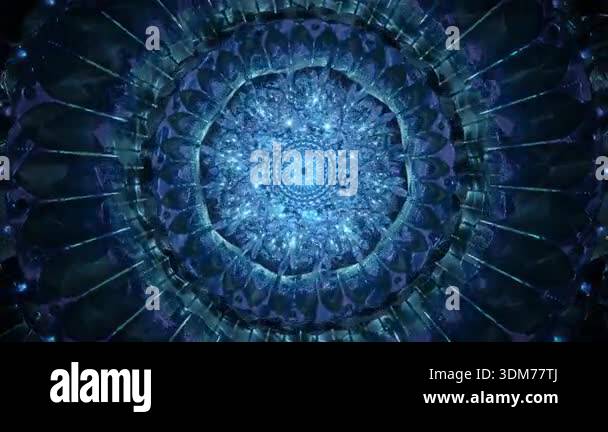 3D Psychedelic Fly Tunnel with Ice Patterns Design. Blue Elements ...