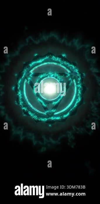 Glowing Throat Chakra energy vortex animation, radiant light aura ...