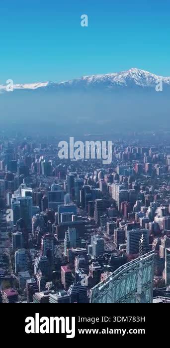 Aerial landscape of Santiago Chile near Andes Mountains. Touristic ...