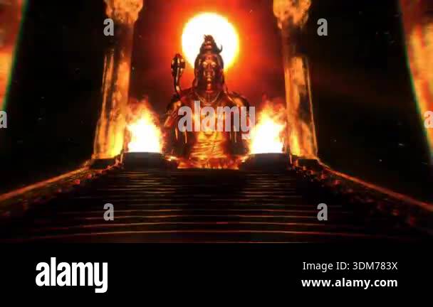 Shiva seated in meditation with intense blue cosmic light and celestial ...