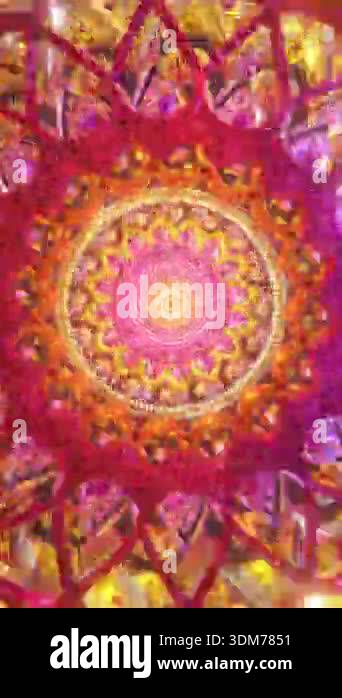 Bright red mandala spinning in layered kaleidoscope symmetry, powerful ...