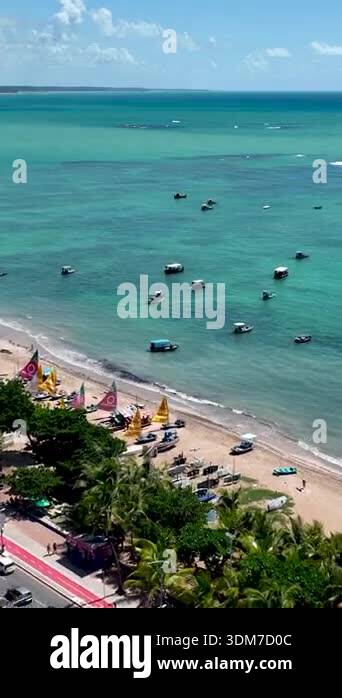 Maceio Alagoas Brazil at brazilian Northeast. Aerial panning shoot of ...