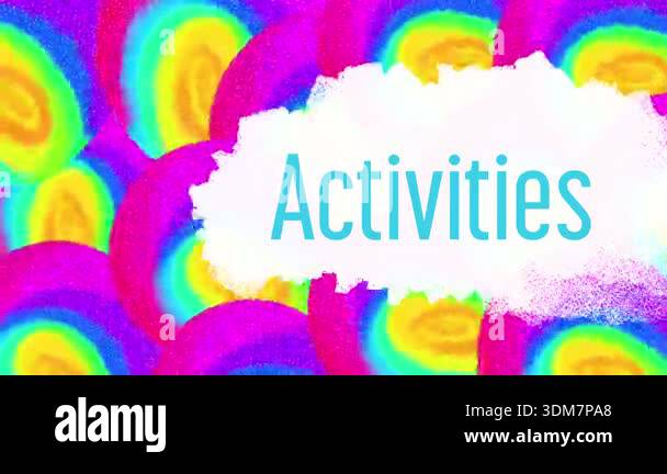Activities text written over colorful animated background Stock Video ...