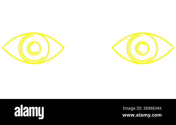 Animated yellow two eyes. Linear icon. Looped video. Vector ...