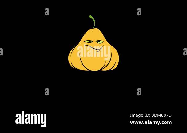 Animation video of sleepy pumpkin character with half-closed eyes and ...