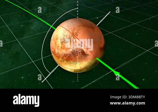 3d animation of Pluto rotation axis showing tilted orientation relative ...