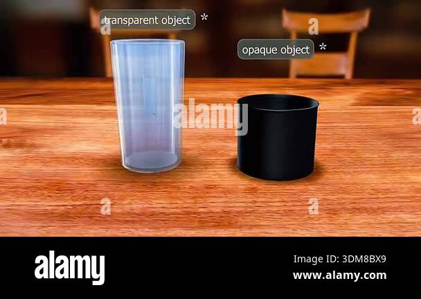 3d animation of transparent and opaque objects showing light ...