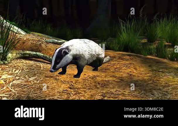 3d animation of European badger showing full body view with fur, claws ...
