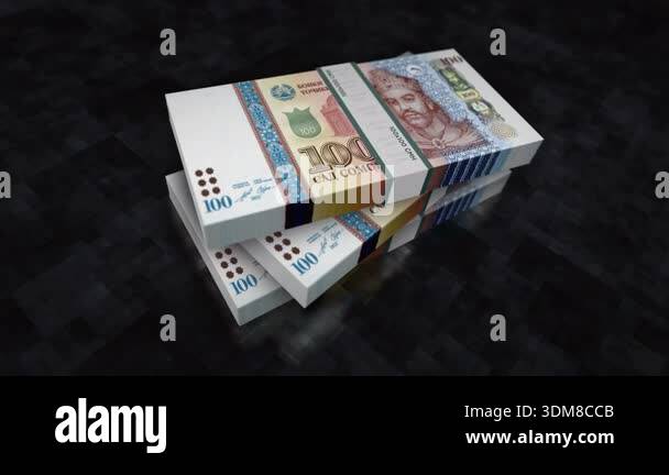 Tajikistan somoni Tajikistani money pile pack. Concept background of ...