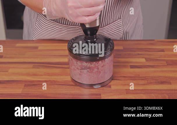 Food processor blending raw chicken meat into mince Stock Video Footage ...