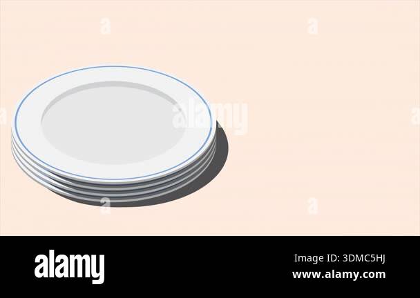 Isometric plates animation. Empty plates. Isometric cutlery. Isometric ...