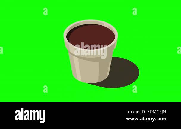 Isometric plant pot animation. Empty flower pot. Plant pot with soil ...