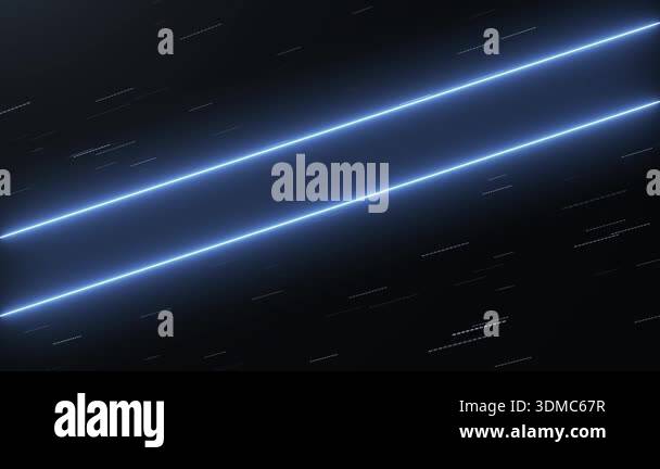 Two glowing blue light beams streak across a dark space background ...