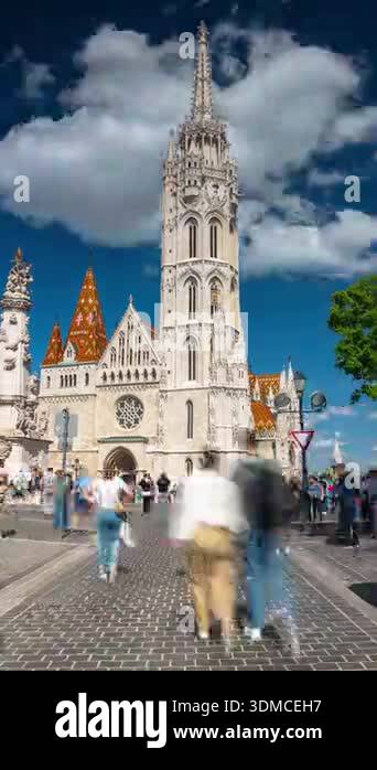 Budapest, Hungary - April 19, 2025: Hyperlapse walk to the The Church ...