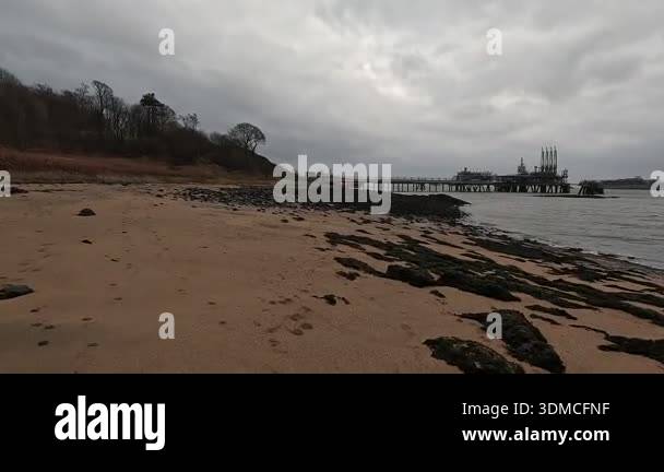 Rugged rocky coastline surrounding Braefoot Bay on Fife coast Scotland ...