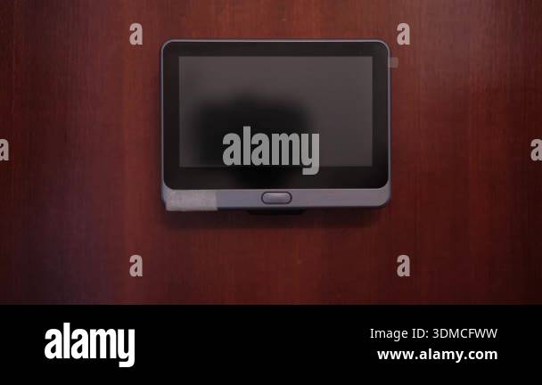Front view of front door peephole security camera. Technology and home ...
