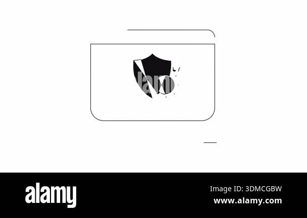 Animated computer security icon featuring a shield and data protection ...